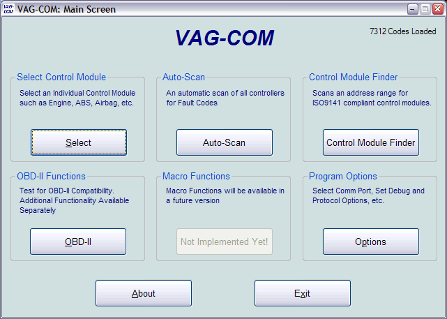 VCDS Auswahl Screenshots, VCDS Benutzerhandbuch
